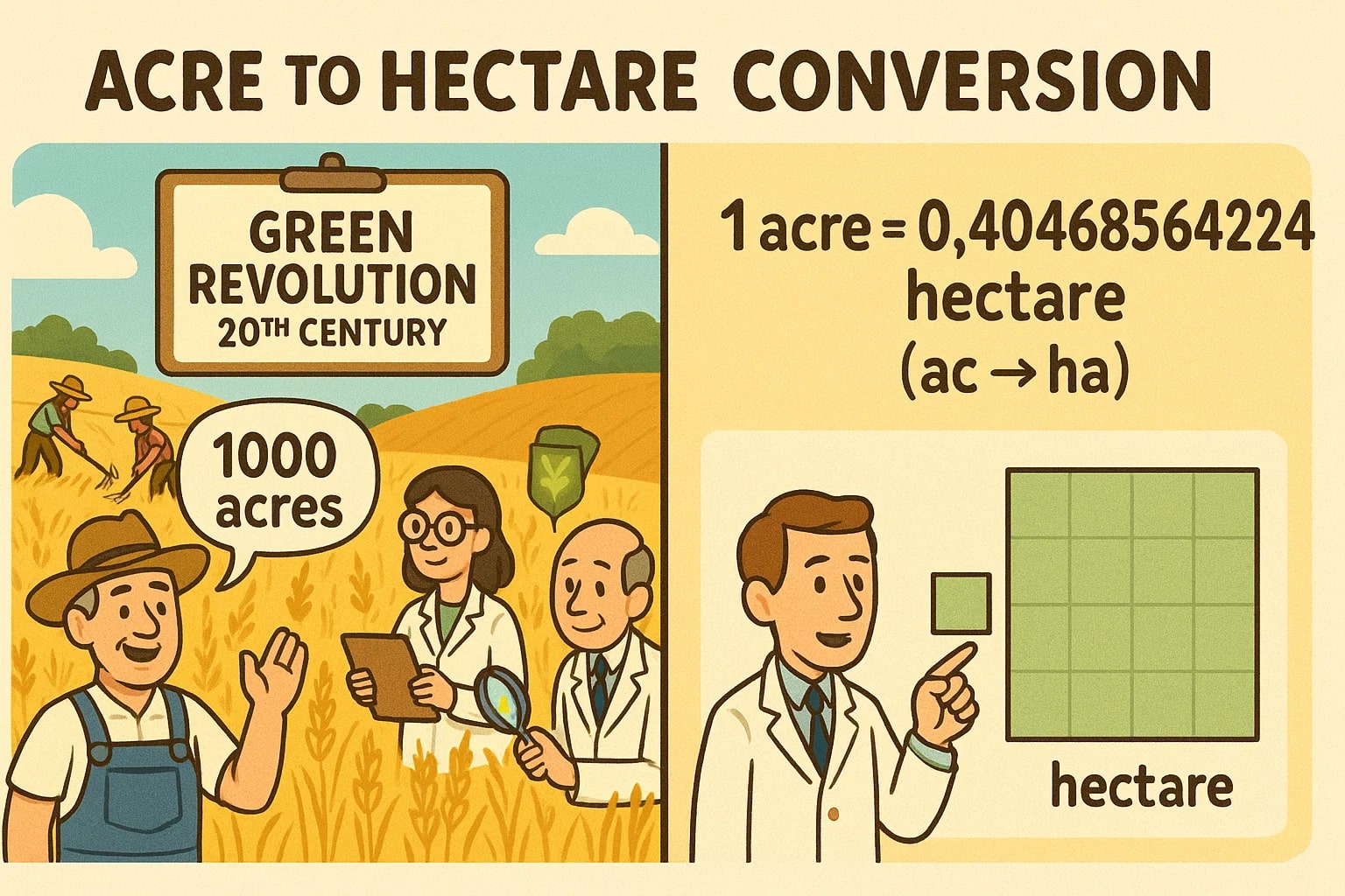 Umrechner für Acres in Hektar - JetCalculator